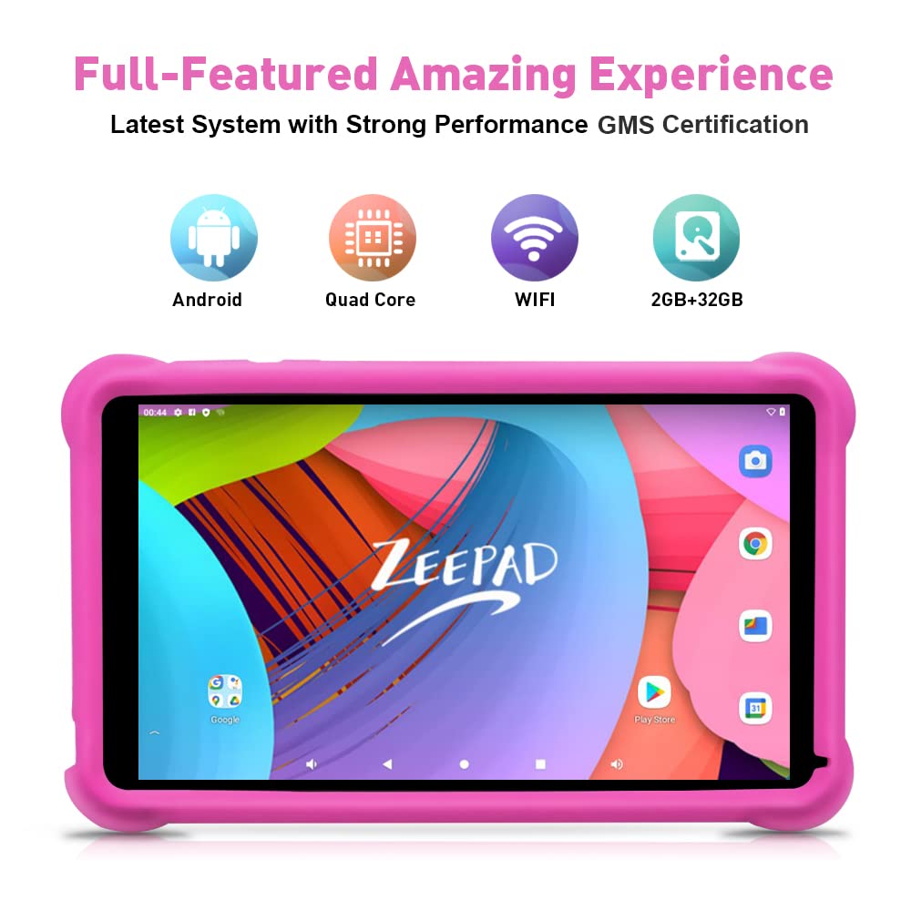 Zeepad 2QRK Android 11 Tablet 2GB RAM 32GB Hard Drive with Play Store Appls Games Kids Tablet PC (Pink)