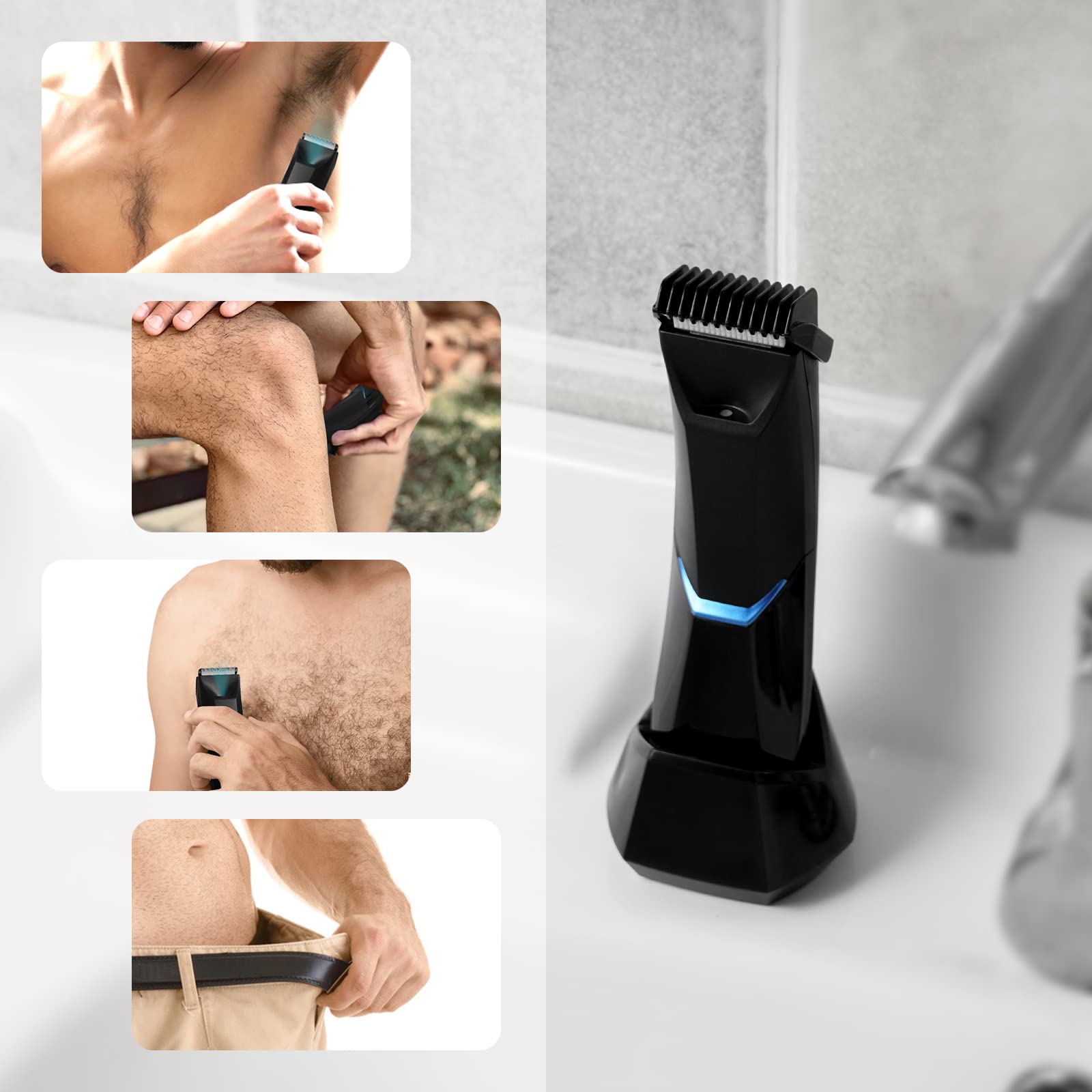 COSYONALL Groin Hair Trimmer for Men, Electric Ball Trimmer/Shaver, Replaceable Ceramic Blade Heads, Waterproof Wet/Dry Groin & Body Shaver Groomer, 90 Minutes Shaving After Fully Charged