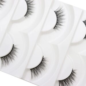 DAODER Eyelashes Half Lashes Wispy Cat Eye Faux Mink Lashes Natural Look 7-13mm Short Demi Wispies False Eyelashes Soft Lashes for Daily Wear 5 Pairs (Half Lashes 05) Black