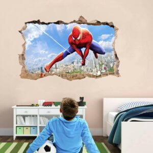 lsxyj spiderman wall stickers for bedroom, spiderman poster boys kids room decor, decorations for bedroom wall decor, spiderman stickers playroom wall decor