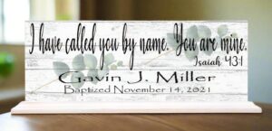 baptsim gift for boys or girls personalized christening plaque keepsake present bible verse with child's name and baptism date (called by name)