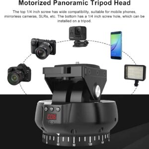 Motorized Pan Tilt Head, 100m Control, 360 Degree Rotation, Tilt ±35 Degree, 9 Gears Adjustable Speed, Panoramic Tripod Head for Smartphones, Camera