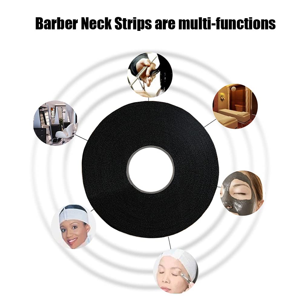 ericotry 2 Rolls Black Disposable Barber Neck Paper Strips Professional Hairdressing Stretchy Wrap Barber Accessories for Salon Hair Cutting Shaving Styling