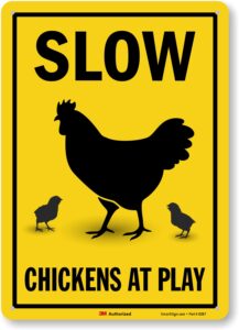 smartsign 14 x 10 inch “slow - chickens at play” metal sign, 40 mil aluminum, 3m laminated engineer grade reflective material, black and yellow