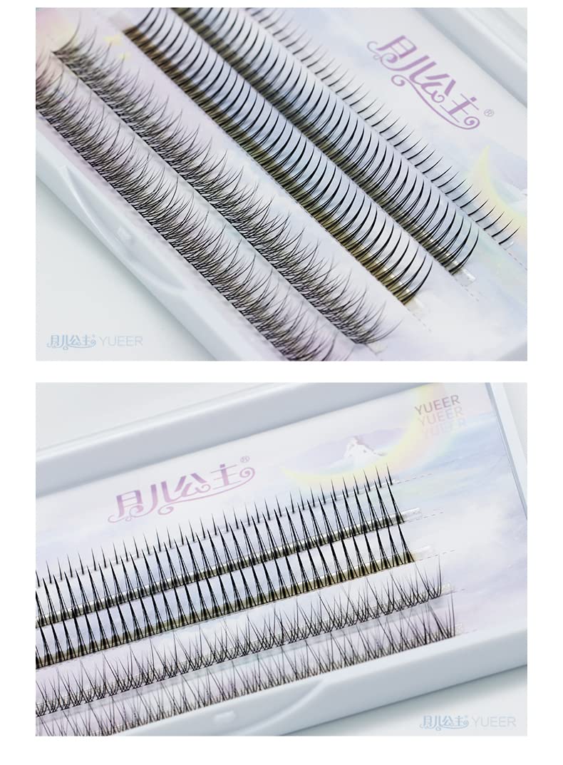 LASGOOS DIY Eyelash Extensions Natural 3D Individual Lash 40pcs 5mm Single Bottom/Lower Lash + 80pcs 10/11mm A Shape+ 80pcs Fish Tail Volume Lashes Mixed, Home Grafted C curl Lashes Pack