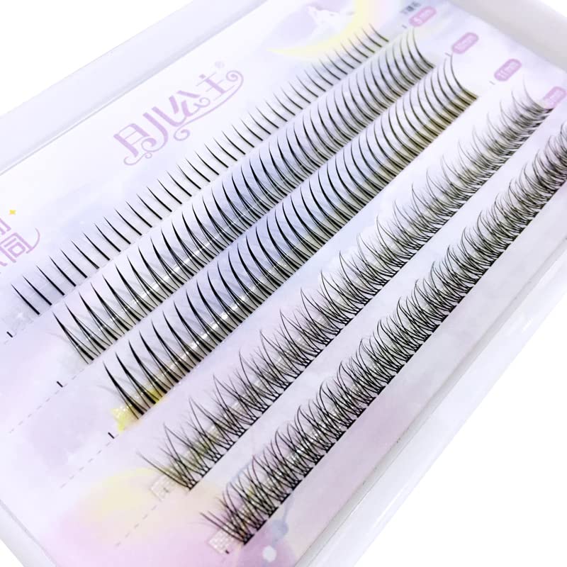 LASGOOS DIY Eyelash Extensions Natural 3D Individual Lash 40pcs 5mm Single Bottom/Lower Lash + 80pcs 10/11mm A Shape+ 80pcs Fish Tail Volume Lashes Mixed, Home Grafted C curl Lashes Pack