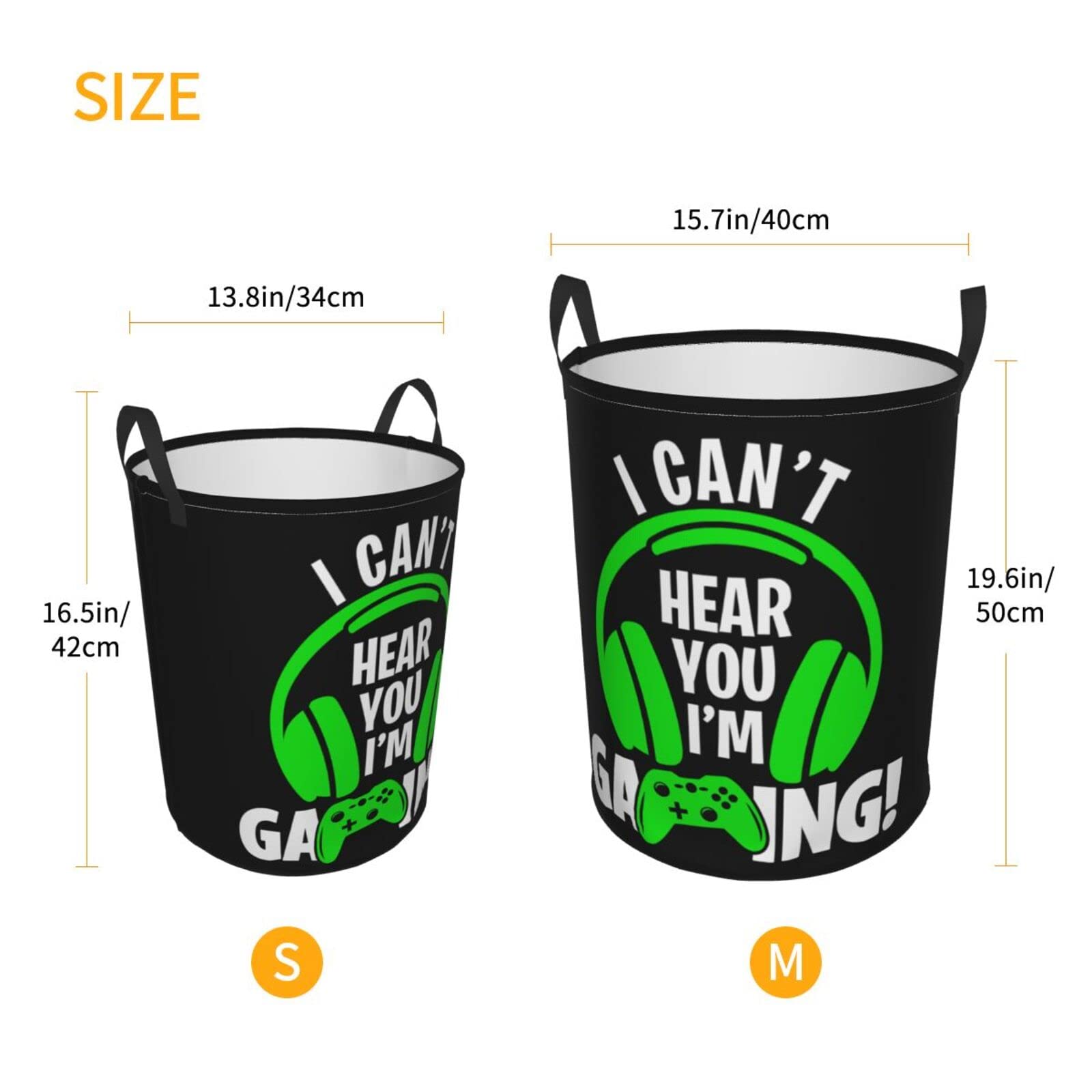 Headphones And Gamepad Round Laundry Hamper Storage Basket Toys Clothes Organizer Bin For Home Bathroom Bedroom Dorm Nursery, 62L