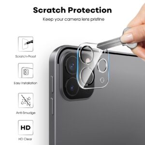 JETech Screen Protector for iPad Pro 12.9-Inch, 2022/2021/2020 (6th/5th/4th Generation) with Camera Lens Protector, Tempered Glass Film HD Anti-Scratch, Support Pencil & Face ID, 2-Pack Each