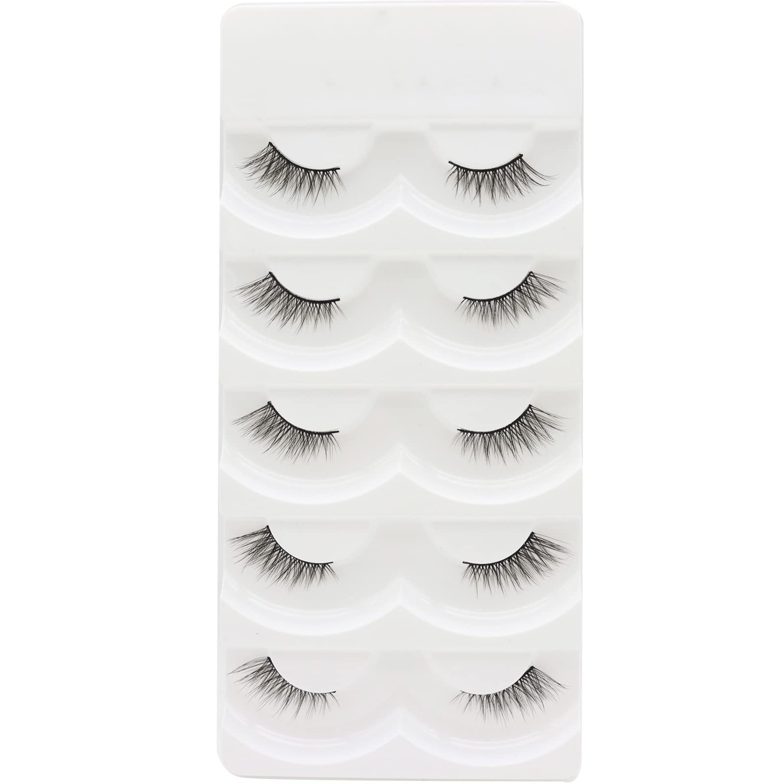 DAODER Eyelashes Half Lashes Wispy Cat Eye Faux Mink Lashes Natural Look 7-13mm Short Demi Wispies False Eyelashes Soft Lashes for Daily Wear 5 Pairs (Half Lashes 05) Black