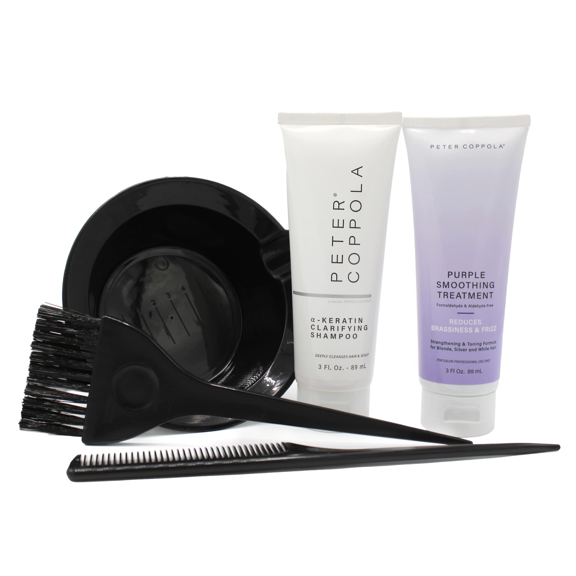 Peter Coppola Purple Smoothing Treatment Kit - Purple Smoothing & Keratin Cleanse, Straightening Refinishing And Repair Treatment, Boost Overall Color Vibrancy & Shine For Blonde, White or Silver Hair