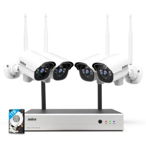 jousecu 1080p security camera system wireless with 1tb hard drive, plug and play upgrade 8ch video surveillance nvr kit with 4pcs hd bullet ip camera for home/store/office, night vision waterproof