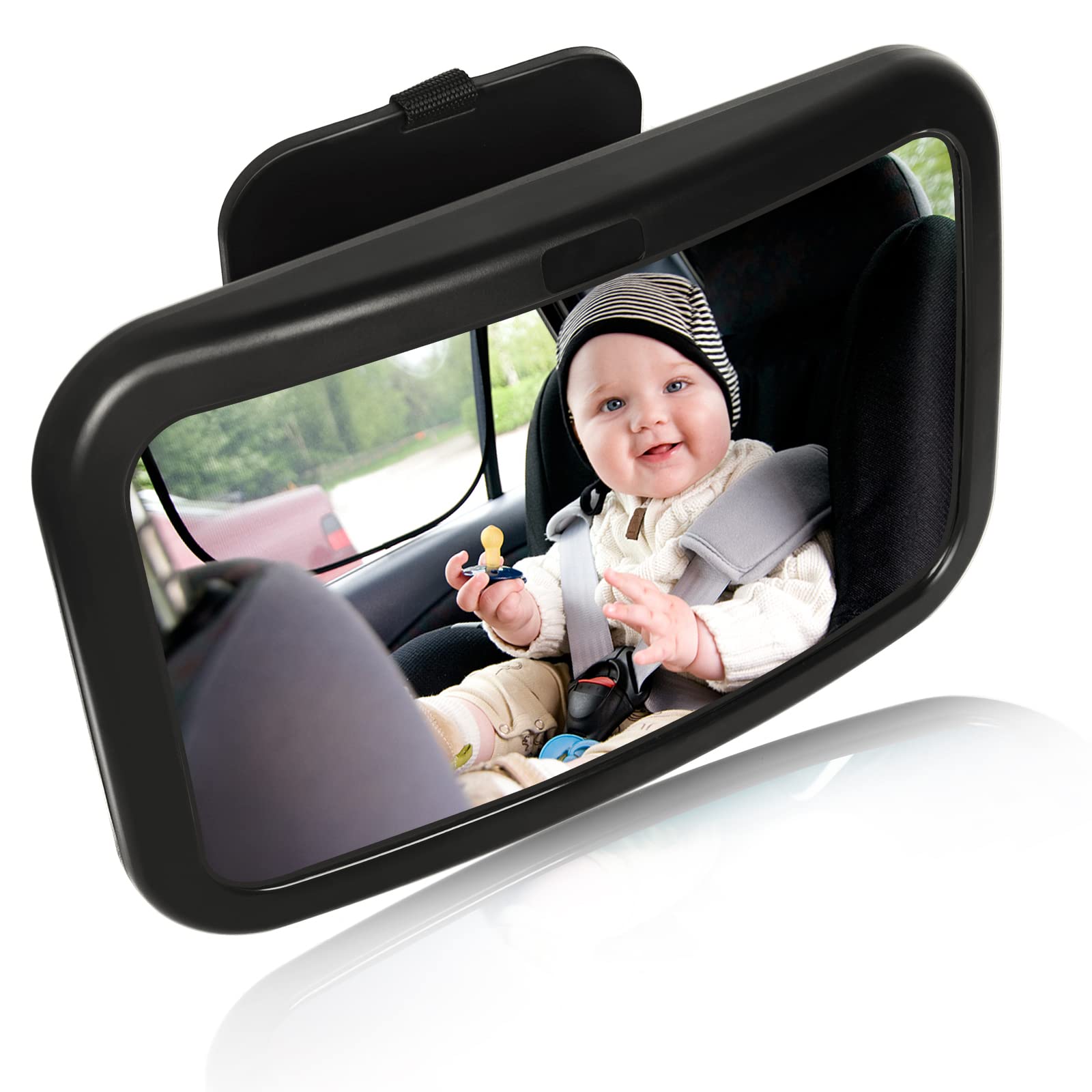 Mluchee Baby Car Mirror, Car Seat Mirror for Rear Facing Infant with Wide Crystal Clear View, Firm Installation, Shatterproof, Crash Tested And Certified