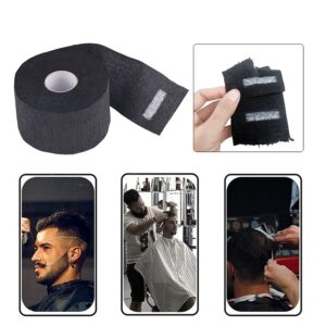 ericotry 2 Rolls Black Disposable Barber Neck Paper Strips Professional Hairdressing Stretchy Wrap Barber Accessories for Salon Hair Cutting Shaving Styling