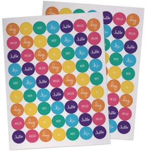 cute & colorful hello seal stickers - 6 round solid color designs - stickers for envelopes, business orders, packaging (126 seals pack)