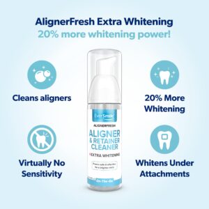 EverSmile AlignerFresh Extra Whitening Aligner & Retainer Cleaning Foam. AlignerFresh Cleaning Foam for Invisalign, ClearCorrect, Essix, Hawley Trays/Aligners. Cleans, Kills Bacteria & Whitens Teeth.