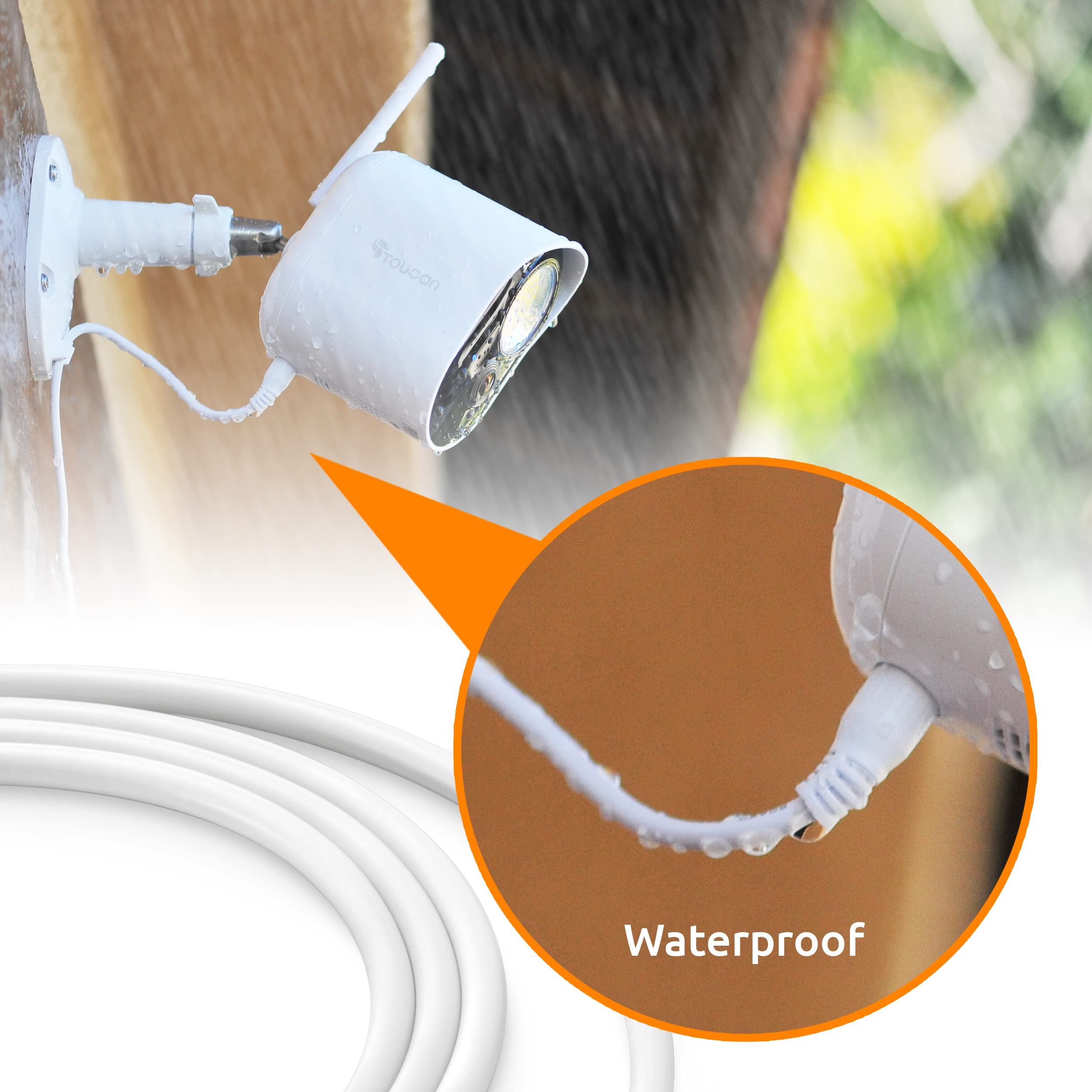 TOUCAN Outdoor Security Light Camera and Extra Waterproof Extension Cable