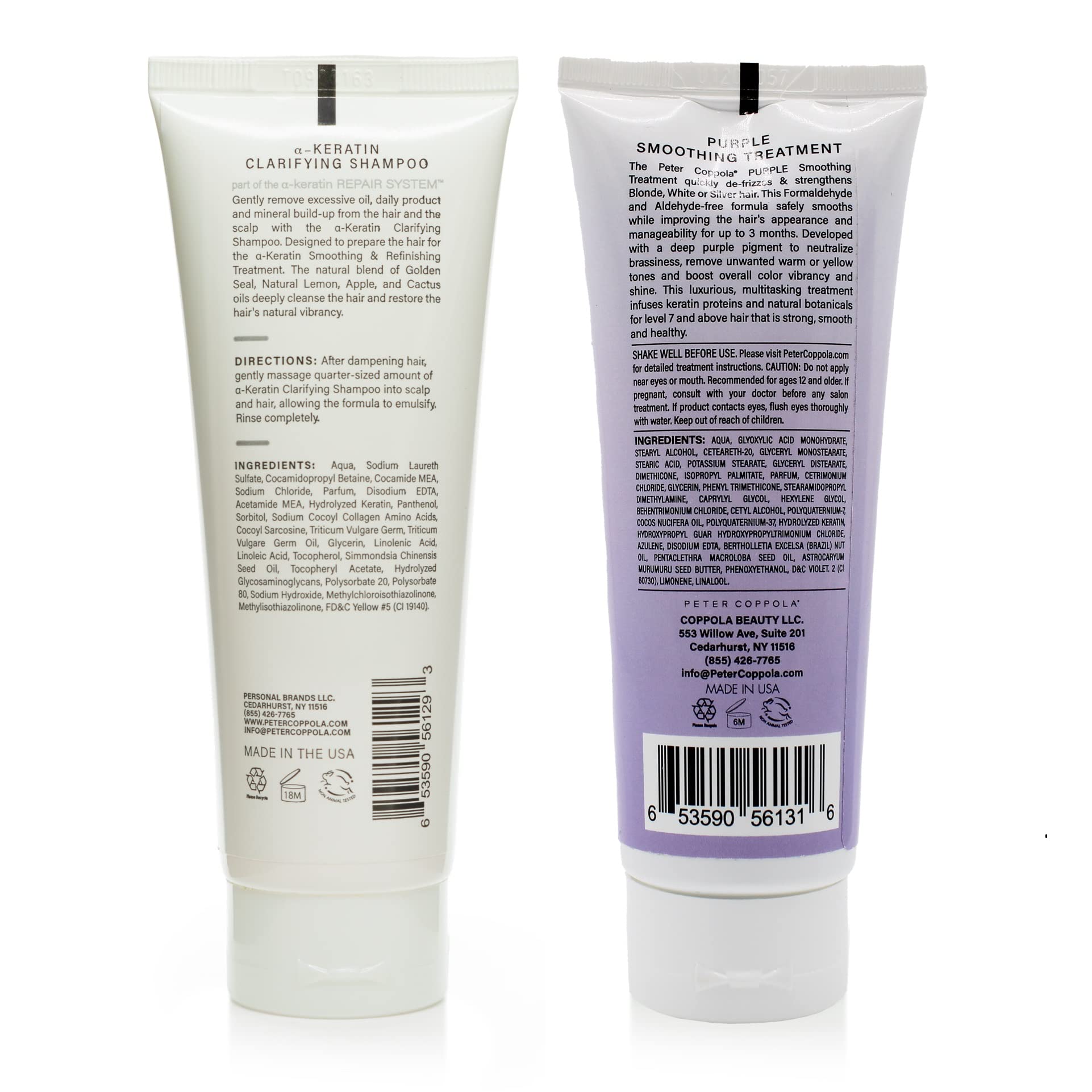 Peter Coppola Purple Smoothing Treatment Kit - Purple Smoothing & Keratin Cleanse, Straightening Refinishing And Repair Treatment, Boost Overall Color Vibrancy & Shine For Blonde, White or Silver Hair