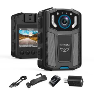 weyfinko fhd1080p body worn cameras with audio and video recording,wearable body camera with infrared nightvision and 12 hr battery life recording(w1 blue,no card)