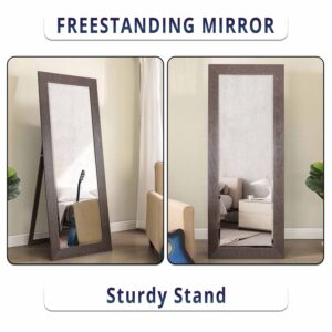 Full Body Mirror with Stand Wooden Framed Floor Length Mirror Stand Up Mirror Full Length Mirror with Stand Mirror Full Length Large Freestanding Leaner Mirror Faux Wood Mirror with Stand – Espresso