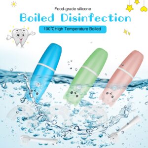 3 Pcs Kids Electric U Shaped Toothbrush Toddler Electric Toothbrush 360 Whole Mouth Toothbrush Ultrasonic Children Toothbrushes Automatic Cartoon Tooth Brush with 3 Types Brush Head for Oral Cleaning