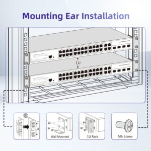 19" Rack Mount Kit for 17.3 inch Wide Switches, Compatible with Select Buffalo Tech, Dell, Cisco, D-Link, NETGEAR, Linksys and TRENDnet Products