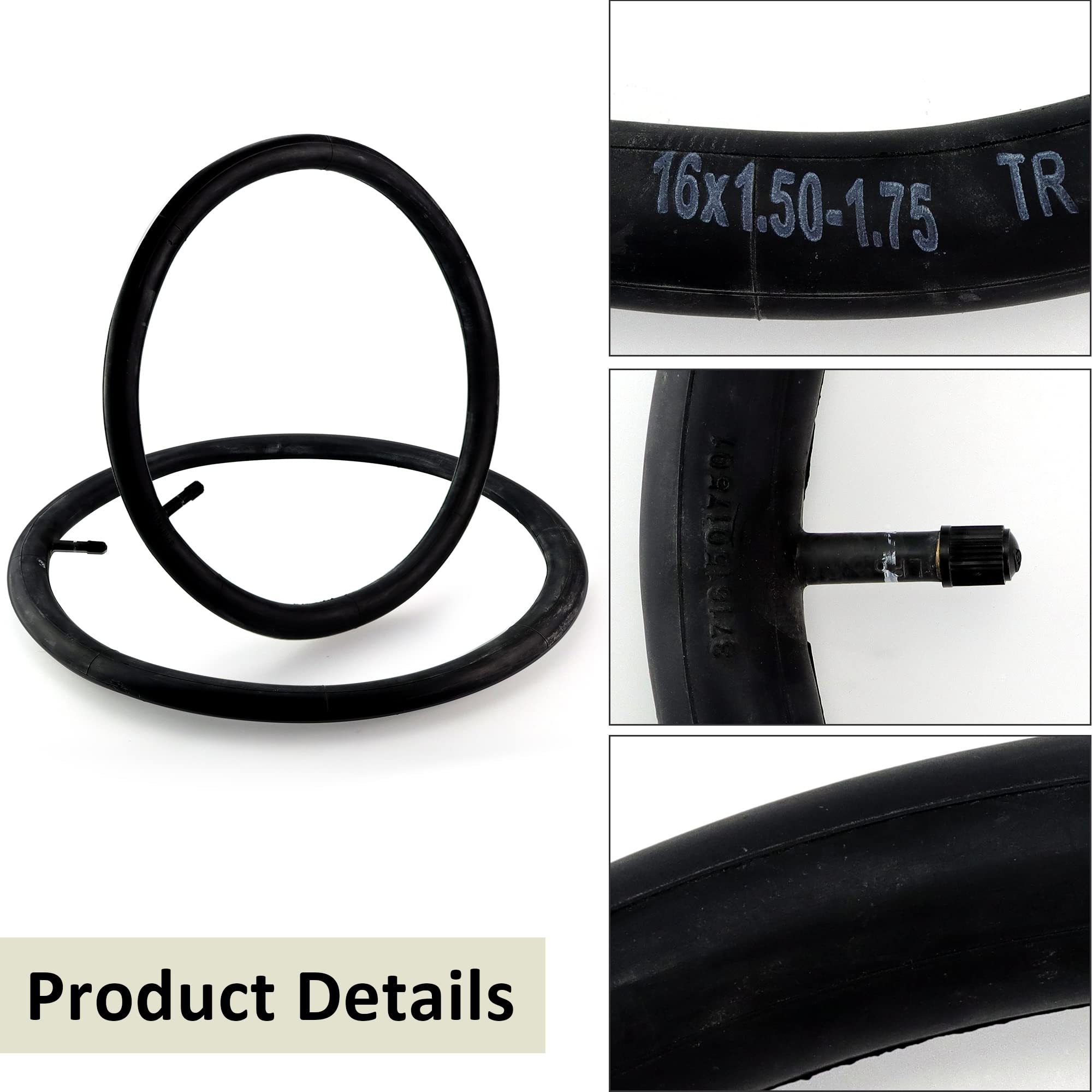 Vypart 16" Back Inner Tubes fit for Baby Trend Jogger,16'' x 1.5/1.75 3.5mm Thicken Inner Tube Replacement fit for BOB Jogging Stroller Tire,Made of Heavy Duty Butyl Rubber,2 Packs