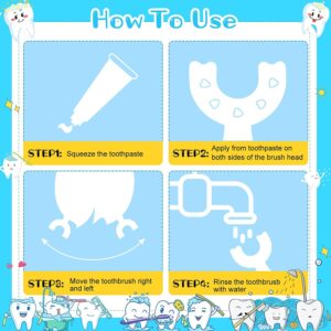 3 Pcs Kids Electric U Shaped Toothbrush Toddler Electric Toothbrush 360 Whole Mouth Toothbrush Ultrasonic Children Toothbrushes Automatic Cartoon Tooth Brush with 3 Types Brush Head for Oral Cleaning