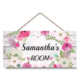 personalized floral name signs for girls room girls bedroom door hanging wooden signs custom baby name with flowers door hanger baby nursery room decor kid room decor