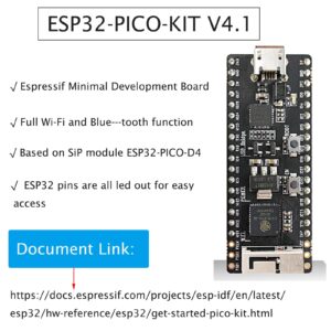 RCmall ESP32-PICO-KIT V4.1 mini Development Board ESP32-PICO-D4 Wifi Blue-Tooth Module ESP32 Dev Board for Arduino IDE