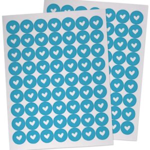 Blue Love Heart Stickers for Envelopes - 126 Seals Pack - Round Color Heart Designs - Seals for Envelopes, Wedding, Valentine, Business