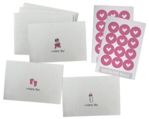 sugartown greetings pink baby thank you cards collection - 24 cards with envelopes & sticker seals