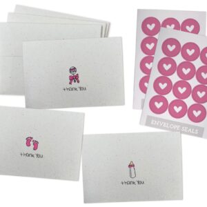 Sugartown Greetings Pink Baby Thank You Cards Collection - 24 Cards with Envelopes & Sticker Seals