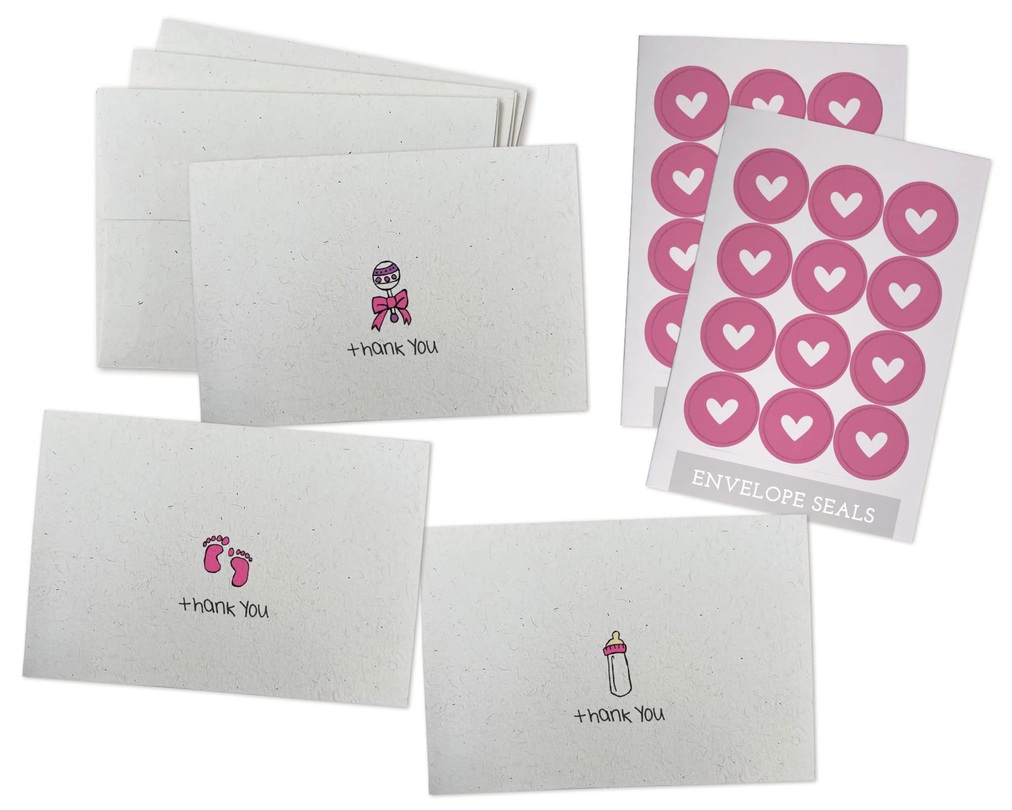 Sugartown Greetings Pink Baby Thank You Cards Collection - 24 Cards with Envelopes & Sticker Seals