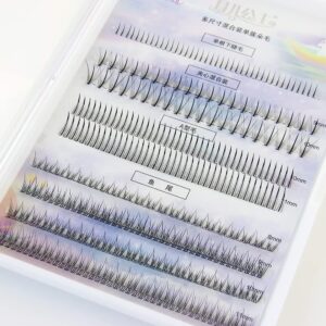 lasgoos false eyelash extensions, natural 3d effect 320pcs mixed set c curl individually packed, synthetic fiber, for home diy, wedding, work, date, night out