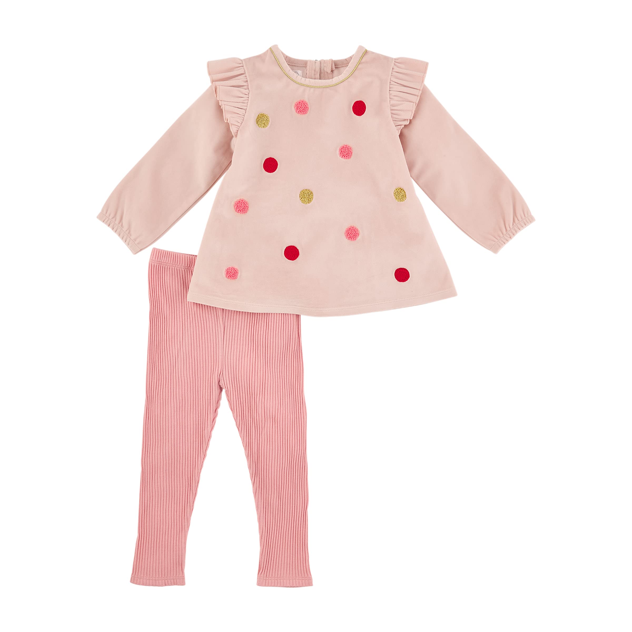 Mud Pie Baby Girl Pink Tunic And Legging, Polka Dots, 5 Toddler