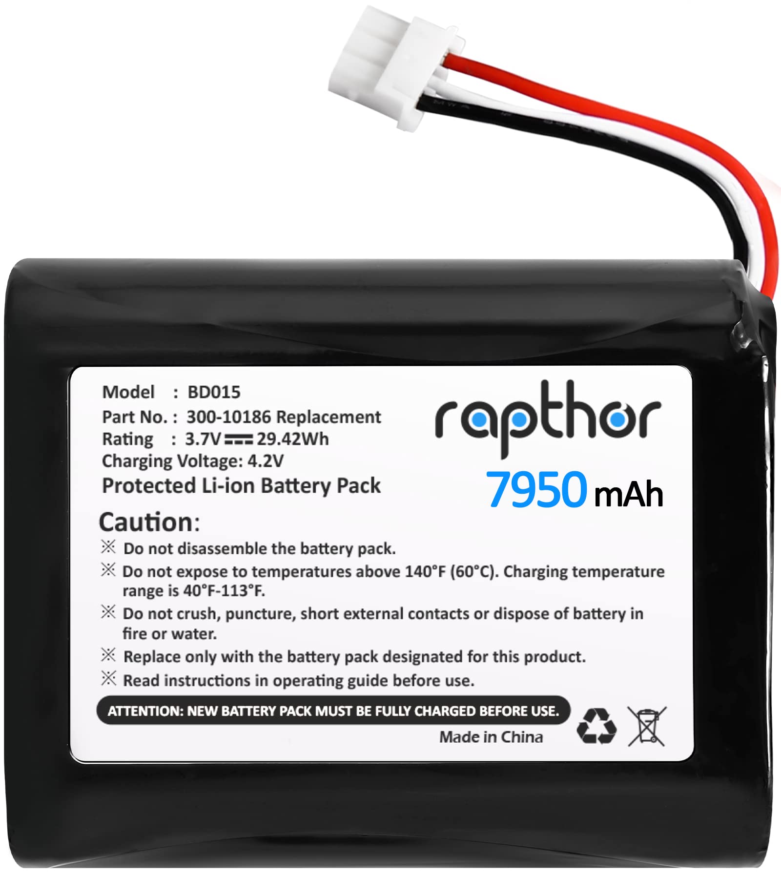 rapthor 7950mAh Replacement Battery 300-10186 for ADT Command Smart Security Panel 3.6V / 3.7V / 4.2V 29.42Wh