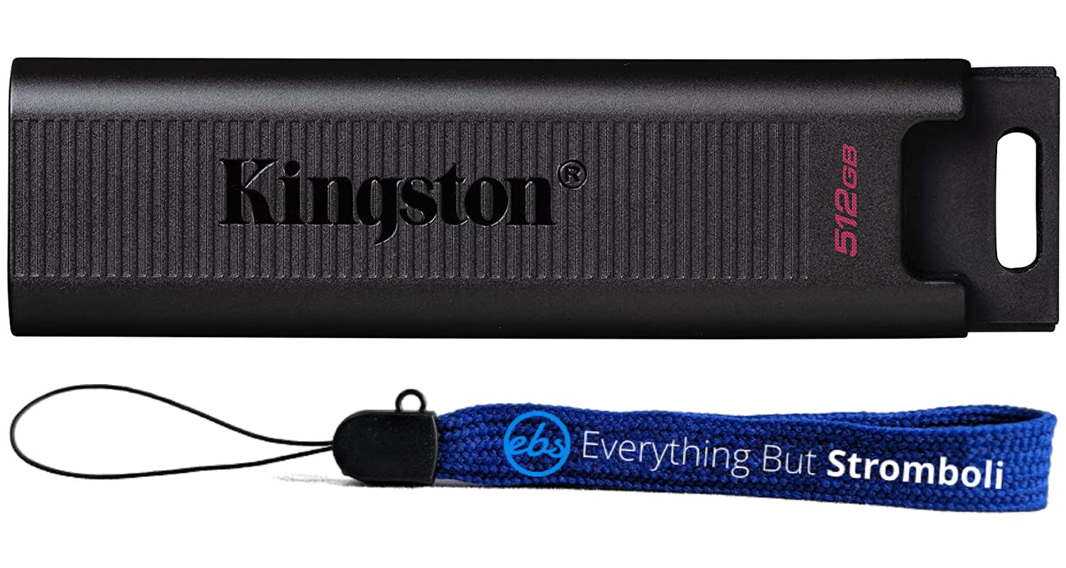 Kingston Flash Drive DataTraveler Max 512GB USB 3.2 High Speed 1000MB/s USB Type-C for Computer (DTMAX/512GB) Bundle with 1 Everything But Stromboli Lanyard