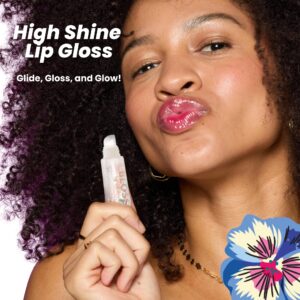 Blossom Flower Lip Gloss, High Shine Lip Gel, Scented, Thick Moisturizing Clear Lip Gloss Tubes with Nourishing Jojoba Seed Oil, Infused with Real Flowers, 0.3oz, Cotton Candy