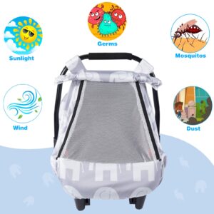 SMTTW Car Seat Cover for Babies, Stretchy Breathable Carseat Canopy with Peek Window, Multiuse Infant Stroller Cover for Baby Boys Girls, Privacy Sun Shade & Wind Protect for Summer (Elephant)