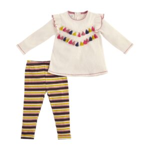 mud pie baby girl tassel tunic legging set, multi, 9-12 months