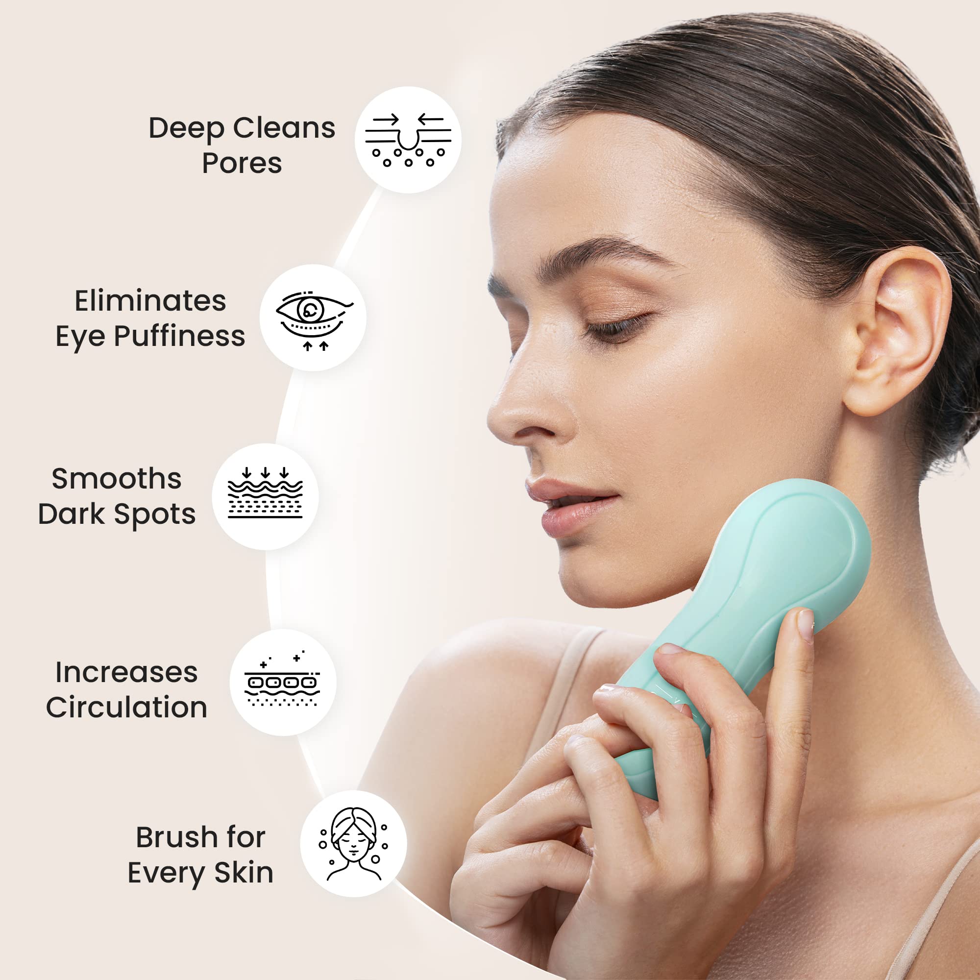 Rechargeable Facial Cleansing Brush | Exfoliating Spin Face Brush Cleanser Applicator Washing Scrubber Kit Set Cleaning Silicone Wash Mask Scrub Electric Spinning Cleaner Exfoliator Dry With 3 Brushes