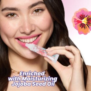 Blossom Flower Lip Gloss, High Shine Lip Gel, Scented, Thick Moisturizing Clear Lip Gloss Tubes with Nourishing Jojoba Seed Oil, Infused with Real Flowers, 0.3oz, Cotton Candy