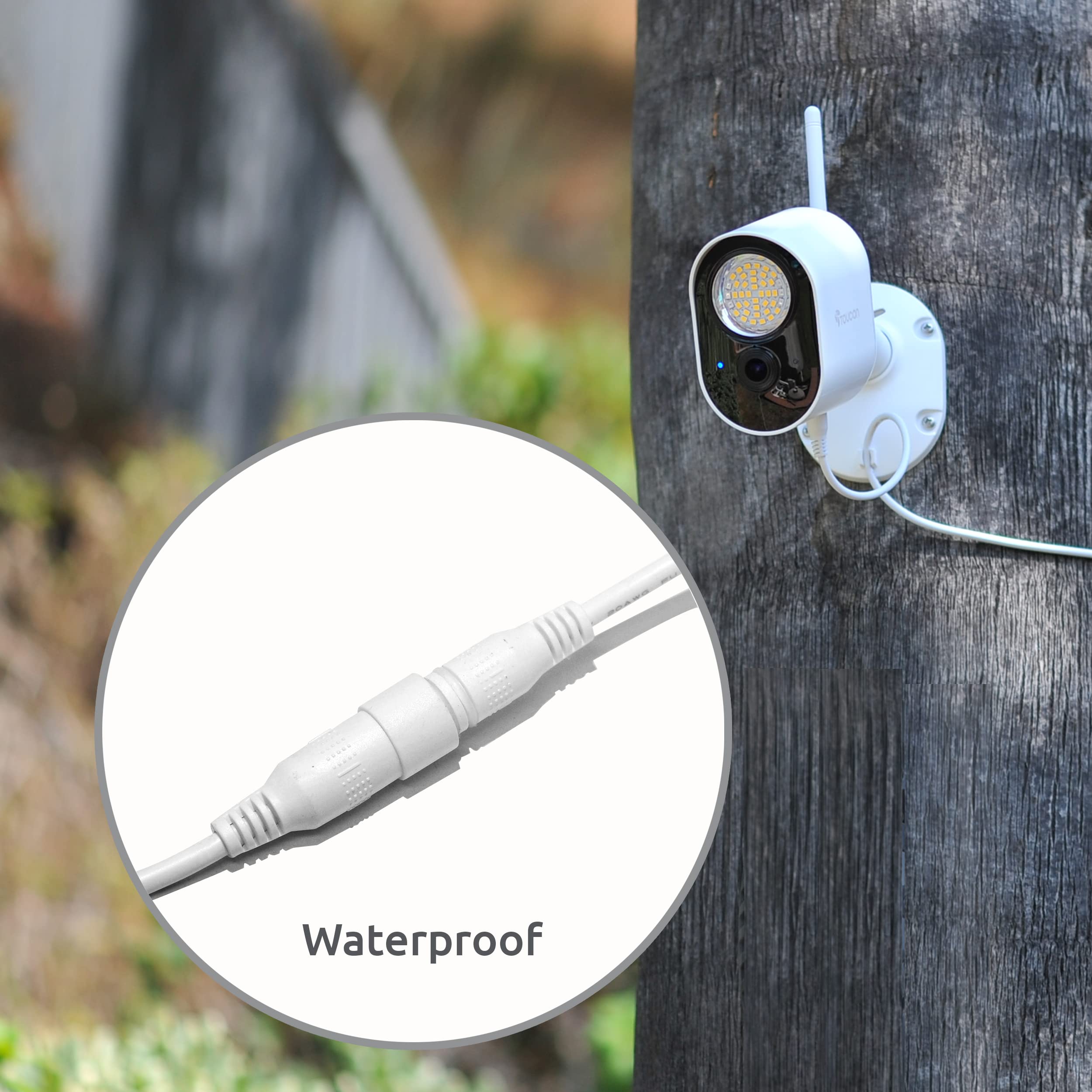 TOUCAN Outdoor Security Light Camera and Extra Waterproof Extension Cable