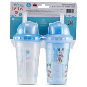 Disney Toddler Sippy Cups for Boys and Girls | 10 Ounce Sippy Cup Pack of Two with Straw and Lid | Durable Blue Leak Proof Travel Water Bottle for Toddlers