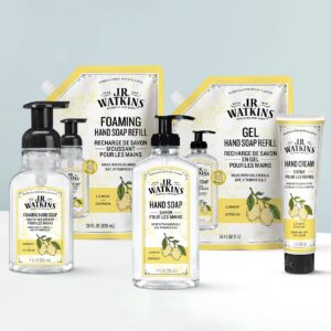 J.R. Watkins Gel Hand Soap Refill, Moisturizing Hand Wash, All Natural, Alcohol-Free, Cruelty-Free, USA Made, Lemon, 34 Fl Oz, 3 Pack