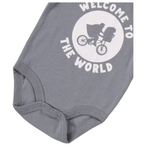 Happy Threads E.T. the Extra-Terrestrial Boys Infant Short Sleeve One Piece Bodysuit Jogging Pants and Bandana Scarf Bib (Grey/Multi, 3-6 Months)