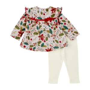 mud pie baby girl floral tunic and legging, pink, 9-12 months