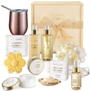 spa gift baskets for women in vanilla honey | holiday christmas mothers day gifts idea - sister mom wife | happy birthday gifts for women | best friends gifts for women | friends female