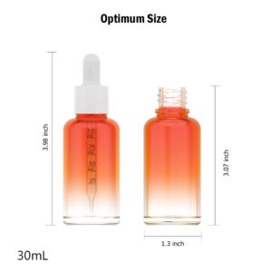 Jagolain Eye Dropper Bottles 1oz (Gradient Colored Glass Bottle 30ml with White Caps, Funnel) Empty Tincture Bottles for Essential Oils, Perfume (30 pack, orange)