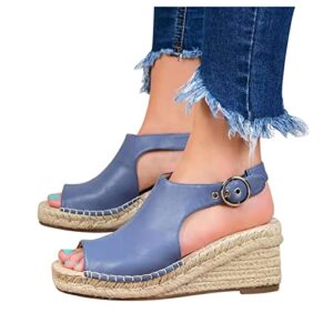 sckarle women's platform wedge sandals summer beach ankle strap espadrille sandals casual open toe sandals